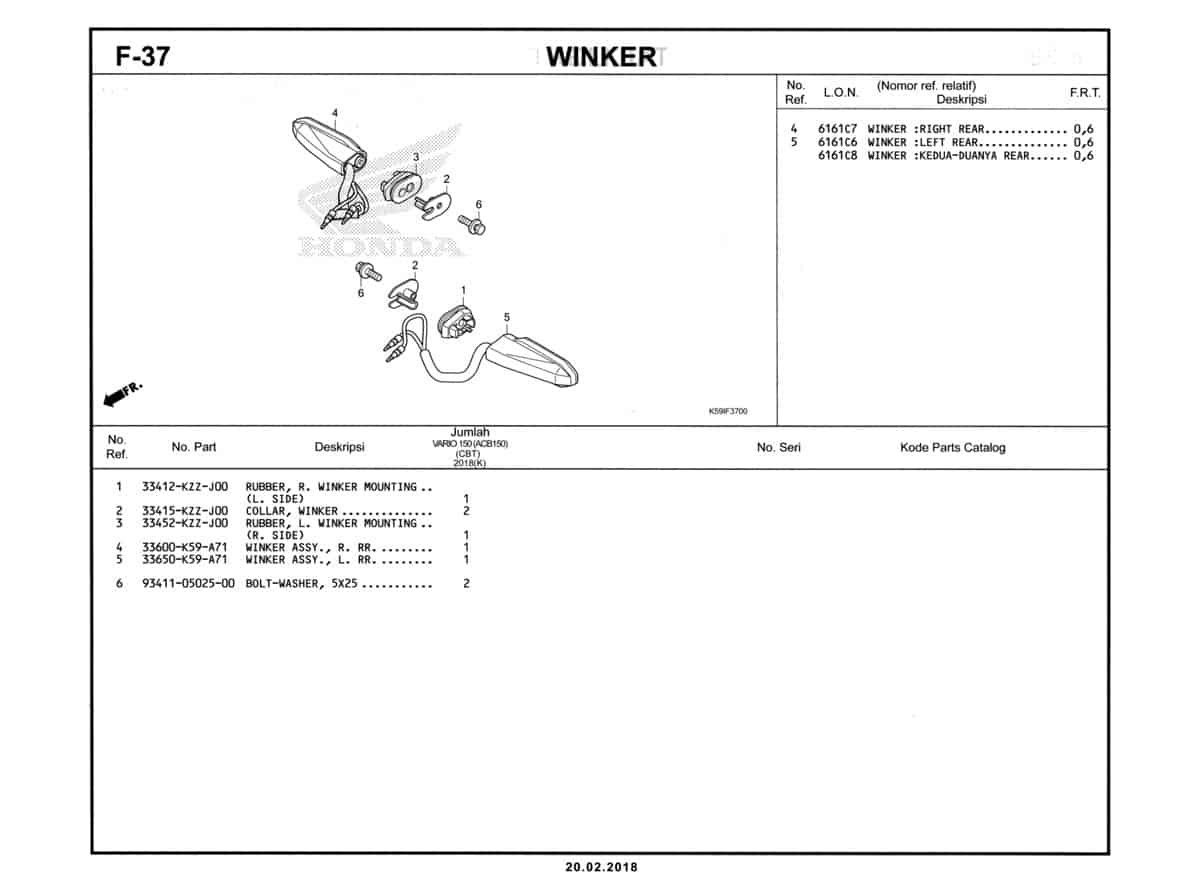 F37 – Winker – Katalog Honda New Vario 150 K59J | Kedaiban